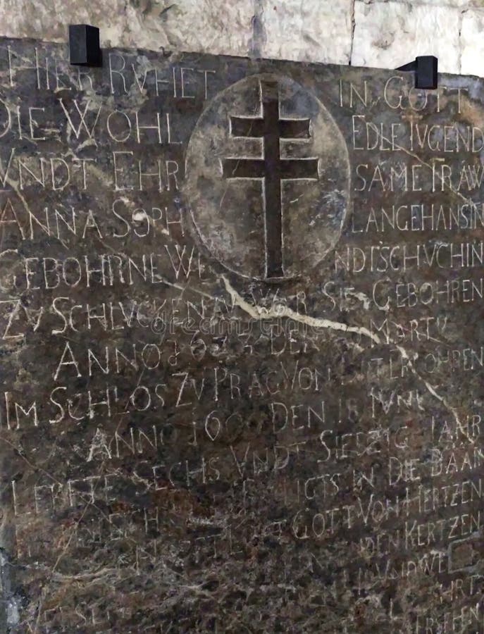 Stone Slab with a Cross and Inscriptions Stock Image - Image of slab ...