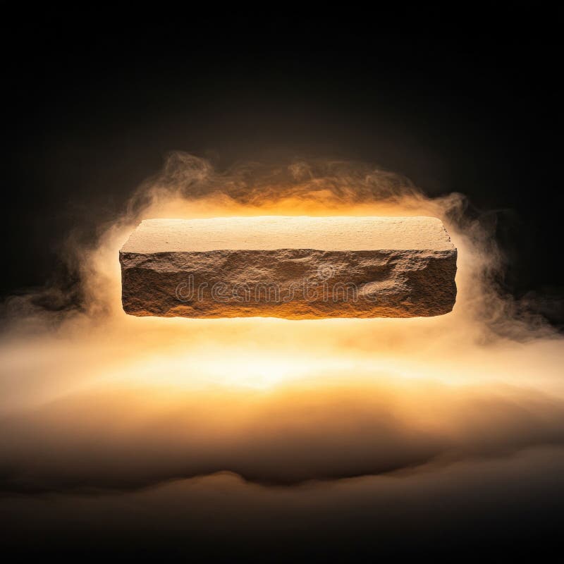 Stone Slab Floating Above Mist Illuminated with Warm Light. Generative ...