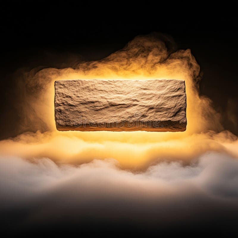 Stone Slab Floating Above Mist Illuminated with Warm Light. Generative ...