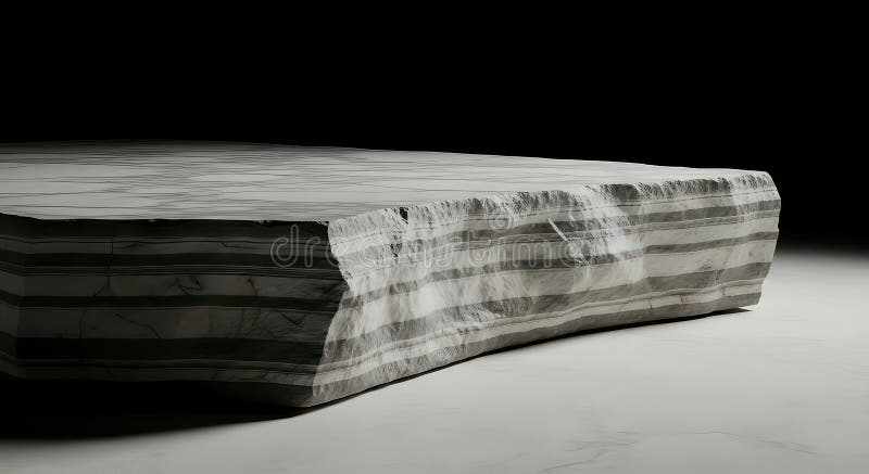 Layered Stone Slab on White Surface, Dark Backdrop Stock Illustration ...