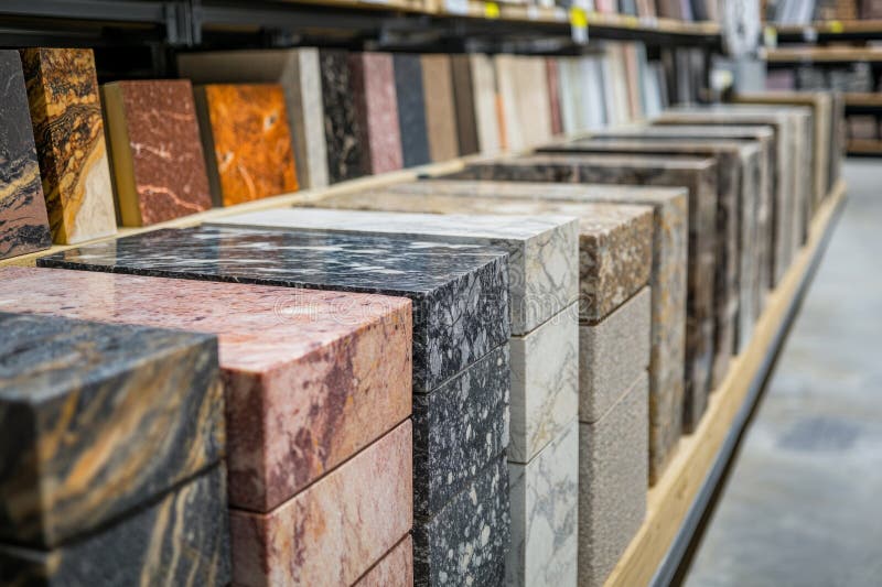 Stone Slabs are Displayed in a Warehouse, Showcasing a Variety of ...