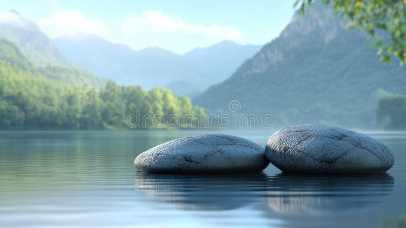 Stone Slabs Resting on Water, Reflected in Rocks Stock Image - Image of ...