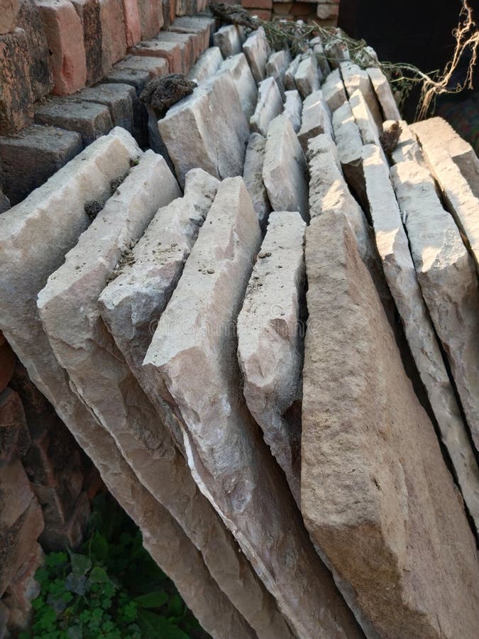 Stone Slabs in Row for Making Indian House Roof Stock Image - Image of ...