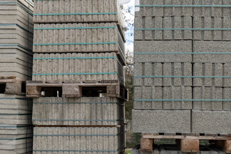 Stone Slabs Stacked on Pallets Stock Photo - Image of tile, block ...