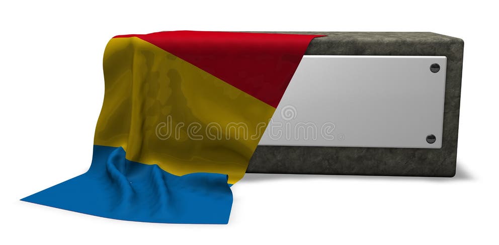 Stone Socket with Blank Sign and Flag of Romania Stock Illustration ...
