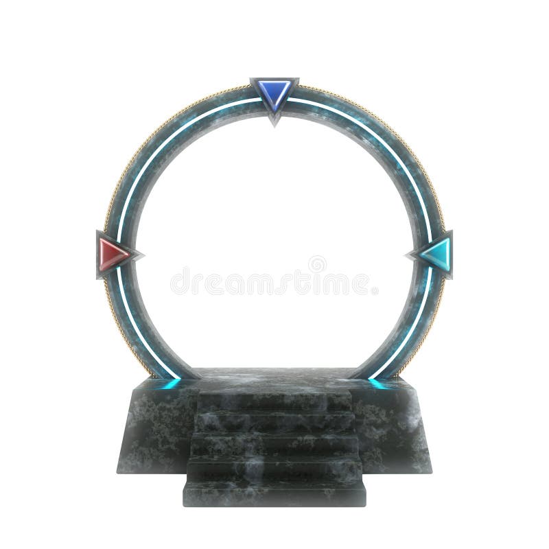 Stone Space Gate Portal To Another Worlds and Universe. 3d Rendering ...