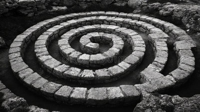 Stone Spiral Structure in an Ancient Site Stock Illustration ...