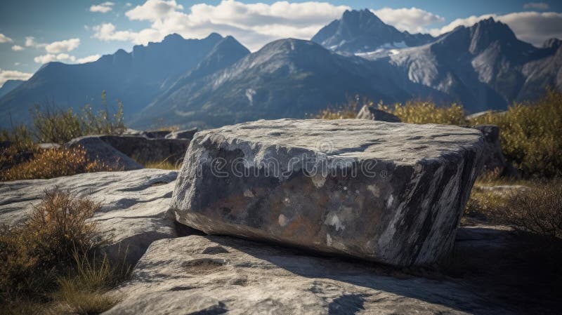 Stone Square Flat Block in the Middle of the Mountains on a Sunny Day ...