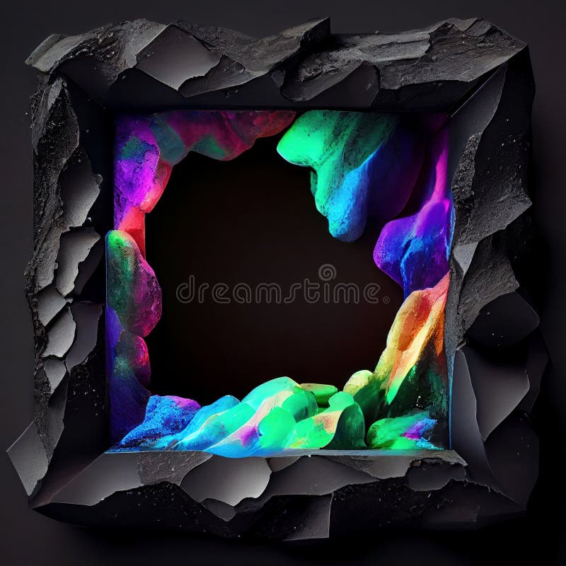 A Stone Square Frame with Colorful Rocks on Solid Background. Stock ...
