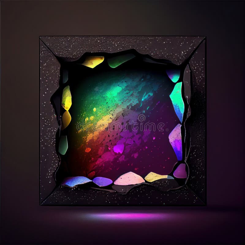 A Stone Square Frame with Colorful Rocks on Solid Background. Stock ...