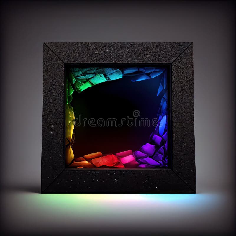 A Stone Square Frame with Colorful Rocks on Solid Background. Stock ...