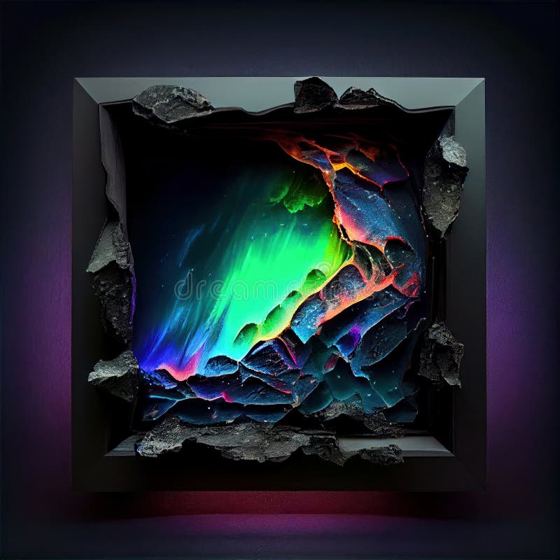 A Stone Square Frame with Colorful Rocks on Solid Background. Stock ...