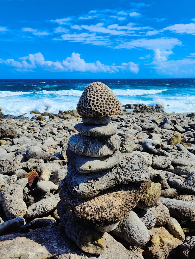 Stone Stack in Aruba Island Stock Photo - Image of environment, rock ...