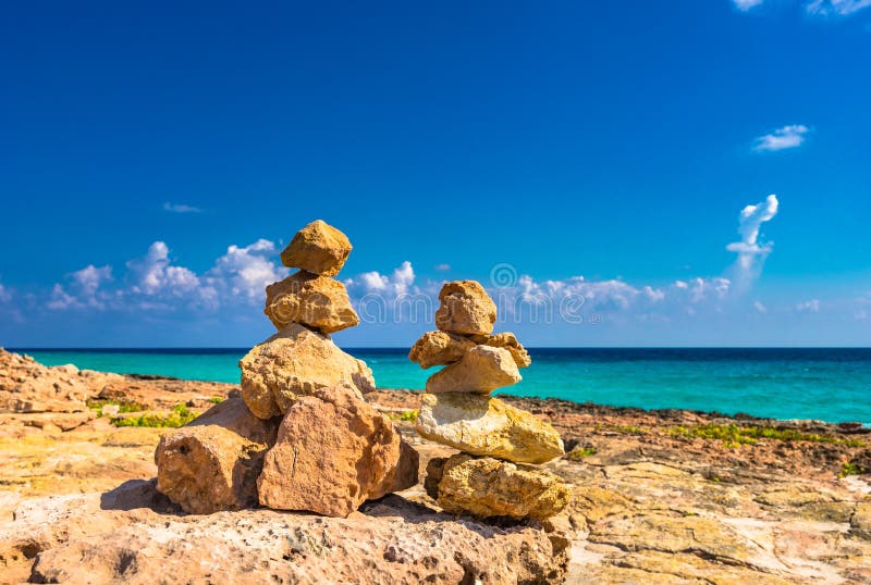Stone Stack Balance on the Beach Stock Image - Image of shore, relax ...