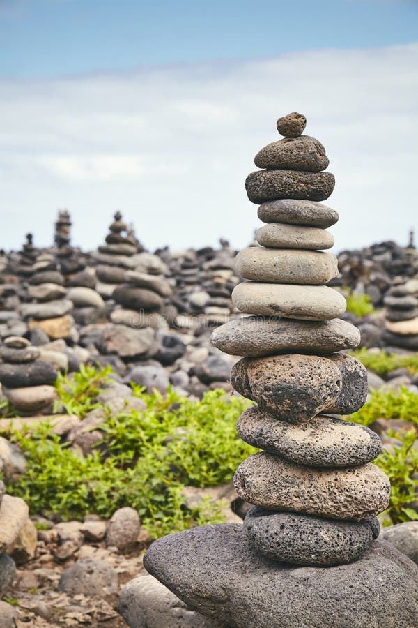 Stone Stack on a Beach, Balance Concept Stock Image - Image of ...