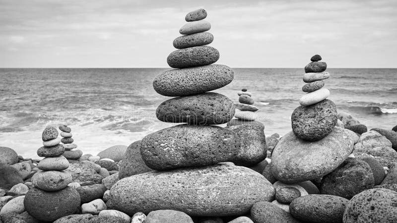 Stone stack on a beach stock photo. Image of equilibrium - 161422274
