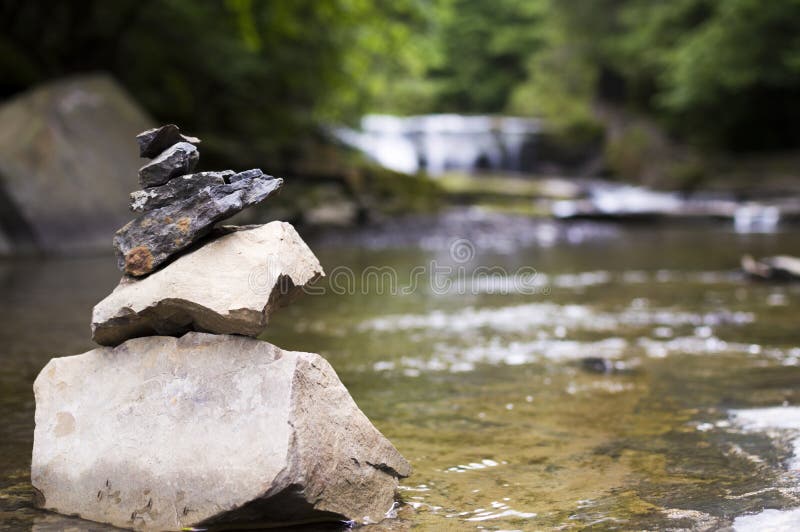 Stone Stack in Creek stock photo. Image of adventurous - 96200470