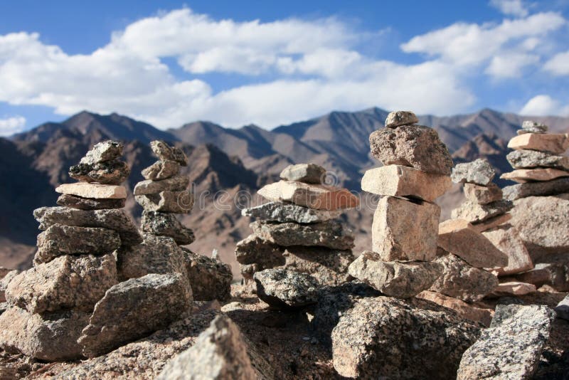 Stone Stack and Himalaya View Stock Photo - Image of view, himalaya ...