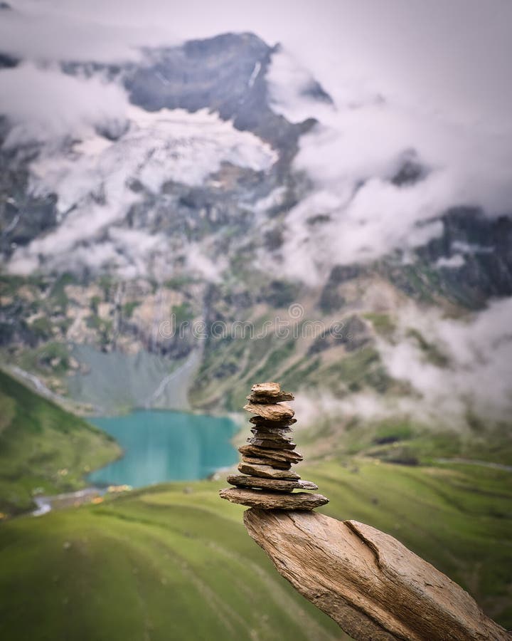 Stone Stack Image in Mountains Stock Image - Image of tree, wilderness ...