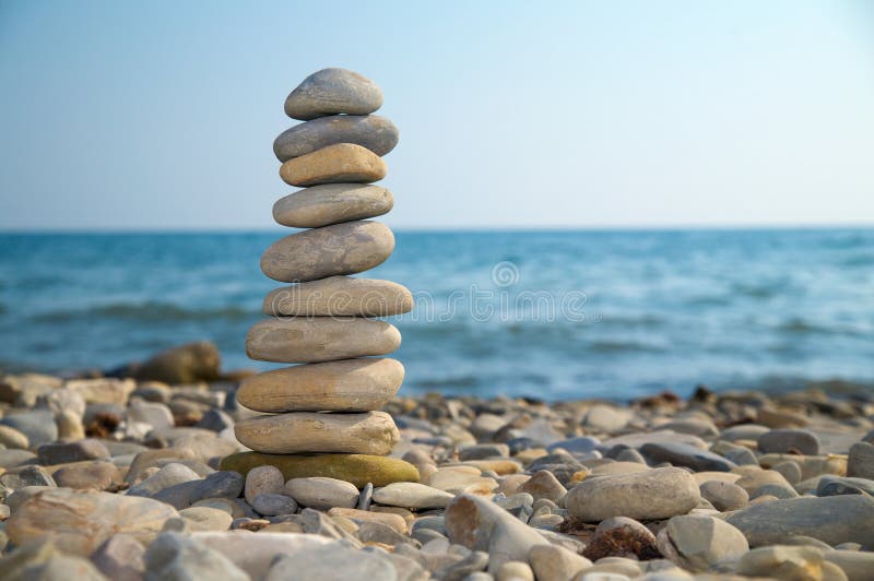 Stone Stack on Pebble Beach Stock Photo - Image of philosophy, closeup ...
