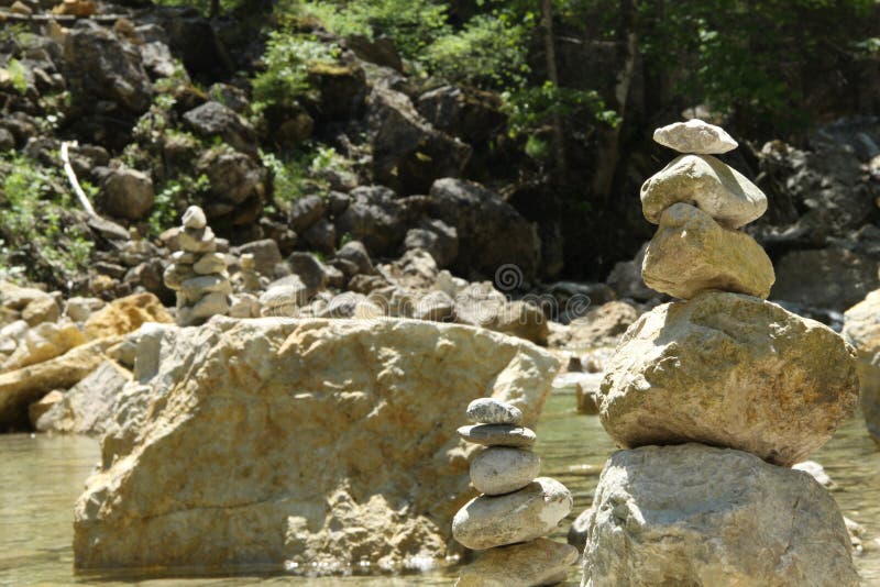 Stone stack in the water stock image. Image of concentration - 50012161