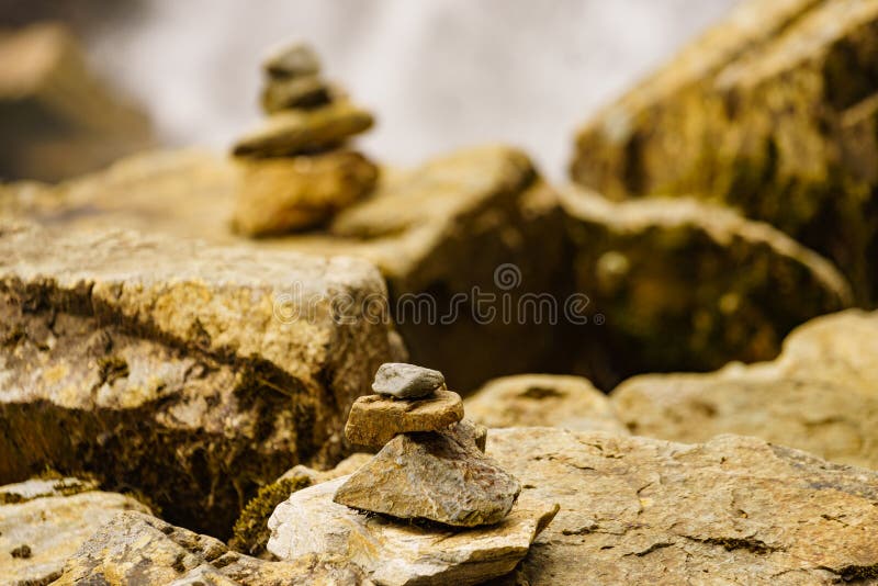 Stone Stack and Waterfall, Norway Stock Photo - Image of norway ...