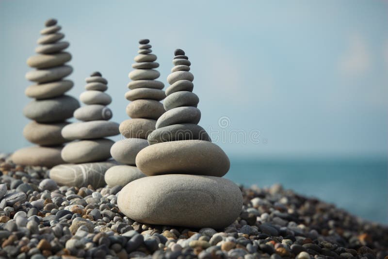 Stone Stacks on Pebble Beach Stock Photo - Image of design, like: 10699224
