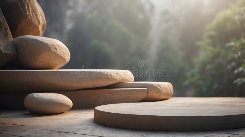 Stone Stage Podium Product Presentation Background. Stock Photo - Image ...