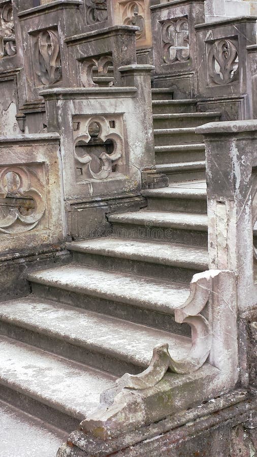 Step Stone Staircase In The Castle Stock Photo - Image of bannister ...