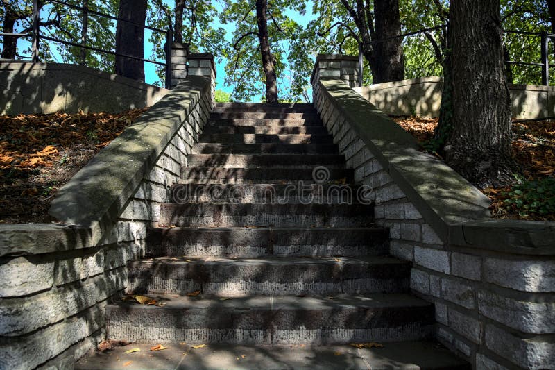 Stone Staircase by the Edge of a Slope Stock Photo - Image of ...