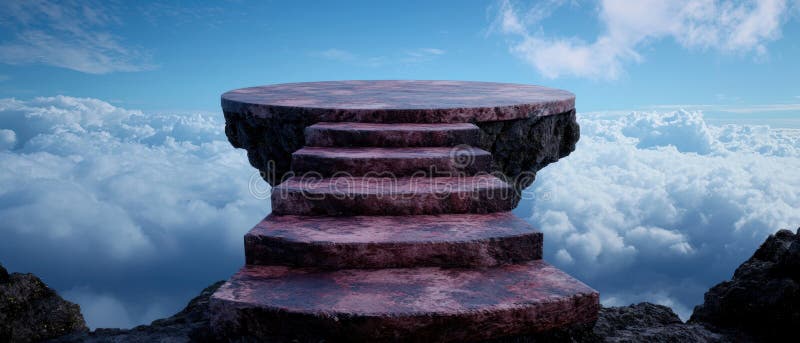 Stone Staircase Leading To a Platform in the Sky. Stock Illustration ...