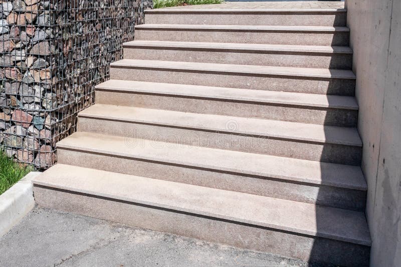 Stone Staircase with Massive Steps Made of Polished Stone Slabs in a ...