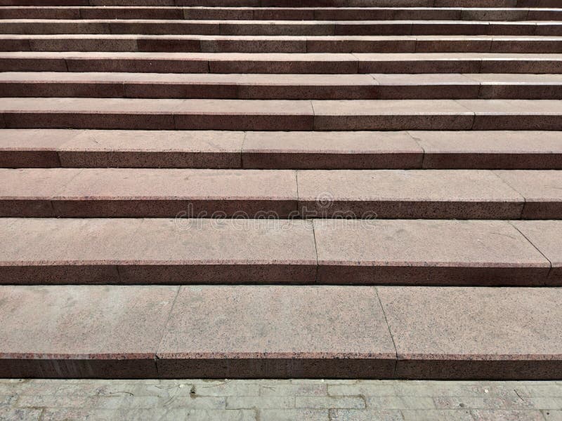 Stone Staircase in an Old Park. Red Granite Steps. Stock Image - Image ...