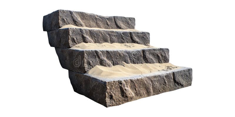 Stone Staircase with Sand Texture Isolated on Transparent Background ...