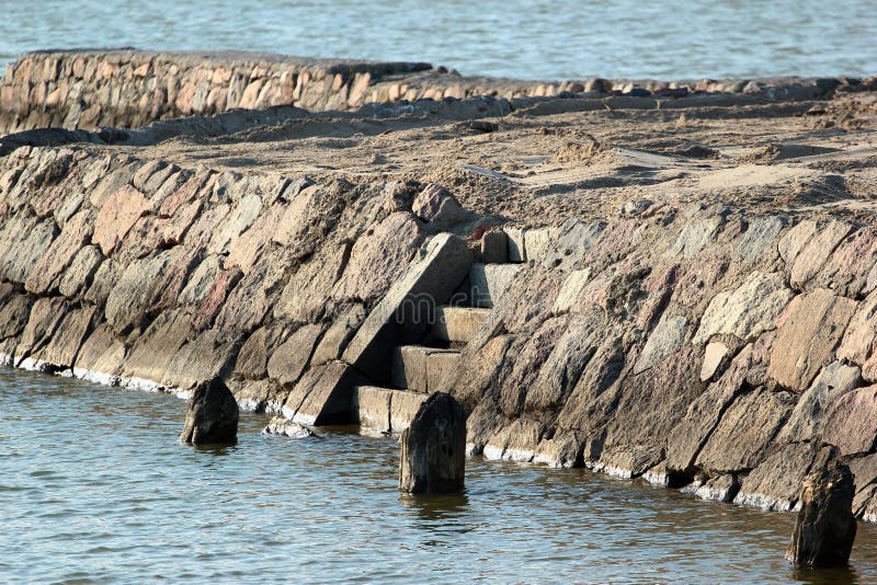 Stone Staircase To Water on an Old Pier Stock Image - Image of ...