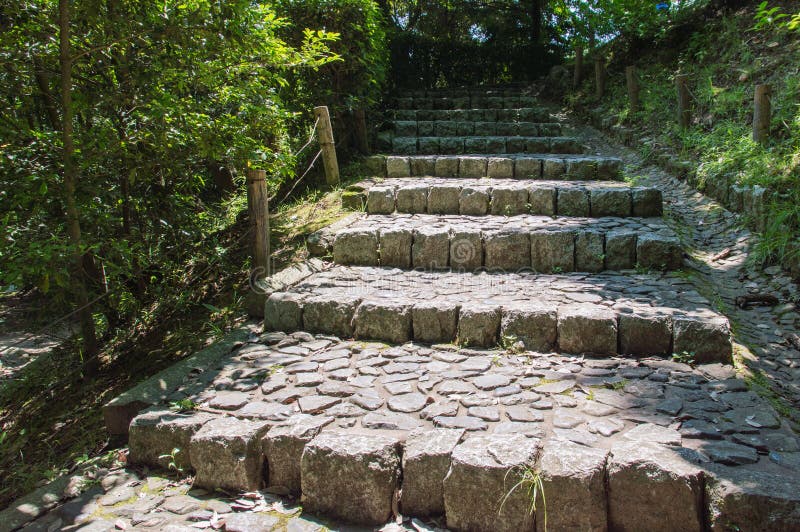 Stone Stairs At Japanese Garden Stock Photo - Image of moss, forest ...