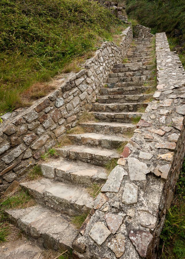 Old stone stairs up hill stock image. Image of historical - 112975191