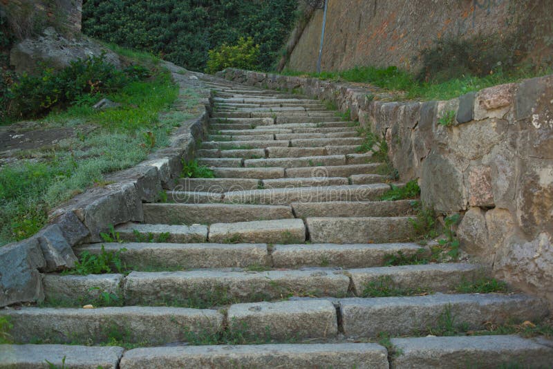 Stone Stairs Made of Stone Blocks Going Up at Fortress Stock Photo ...