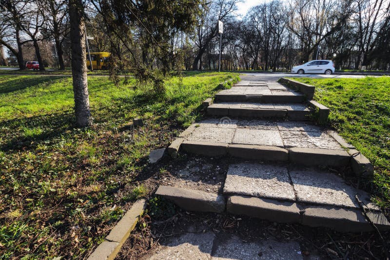 Stone stairs in the park stock image. Image of street - 277002655