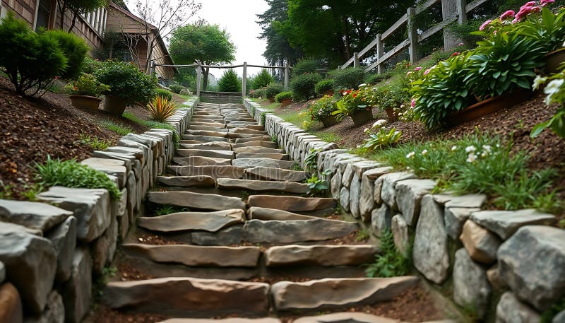 Stone Stairs Pathway Garden, Outdoor Steps, Garden Path, Landscaping ...
