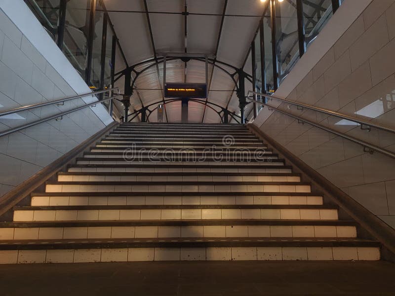 Stone Stairs at the Train Station Stock Image - Image of lights ...