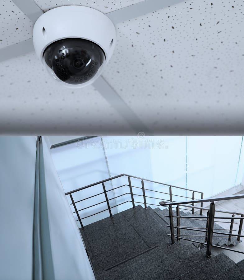 Stairs Under CCTV Cameras Surveillance Indoors Stock Image - Image of ...