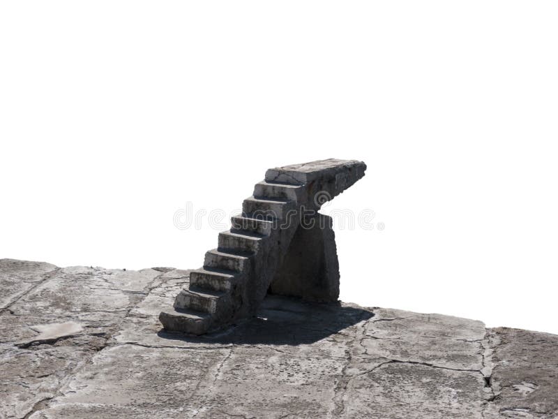 Stone Stairway on Concrete Base Side View Isolated Stock Photo - Image ...