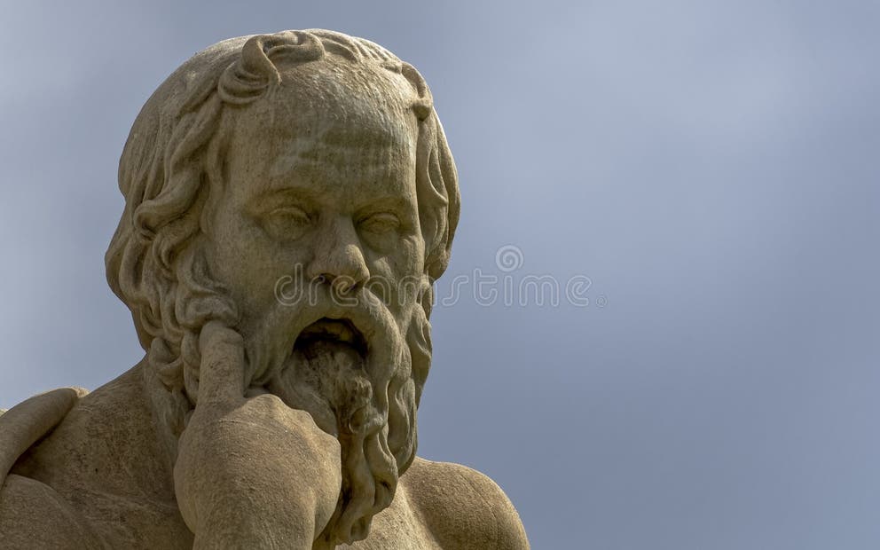 Socrates with a Thoughtful Expression in His Face. Marble Statue of the ...