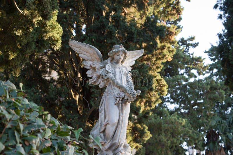 Stone Statue of Angel in the Cemetery Stock Image - Image of statue ...