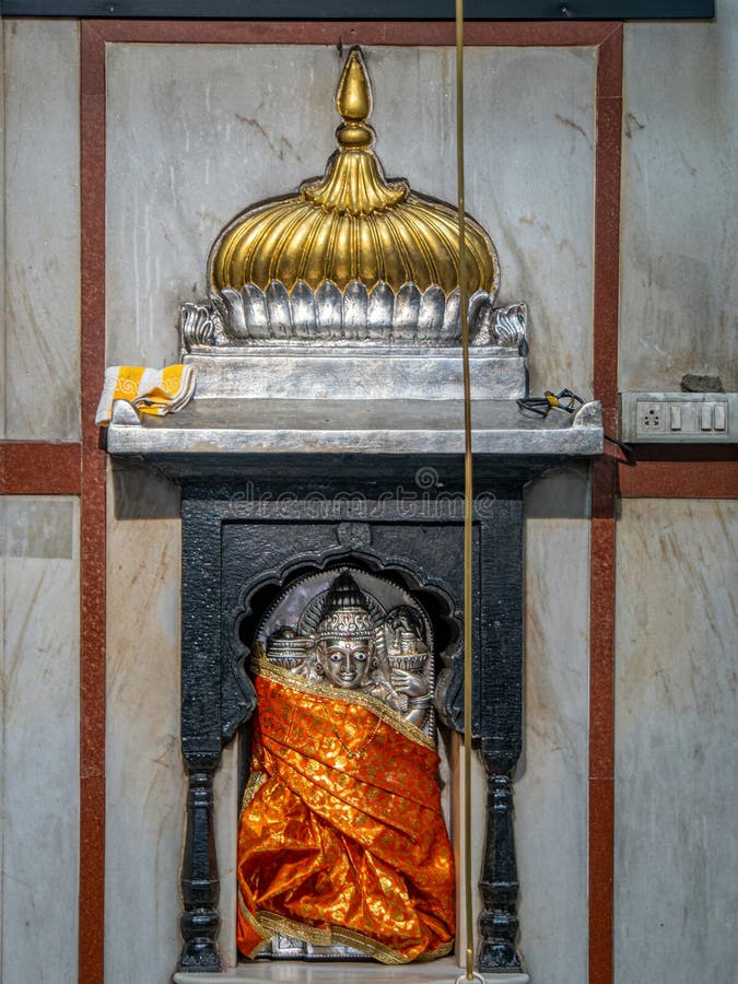 Stone Statue of Annapurna Devi in Side View of Vintage Old Mankeshwar ...