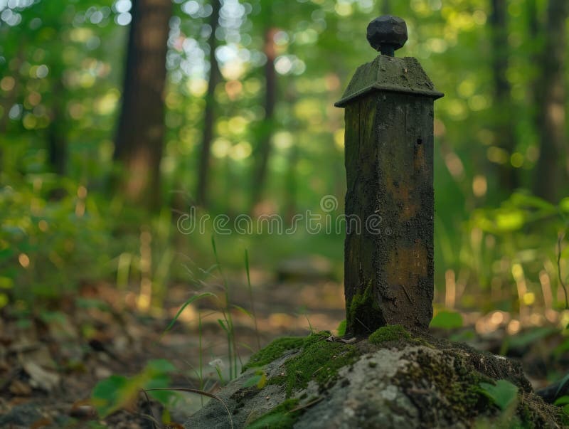 Stone statue in forest stock photo. Image of nature - 374486100
