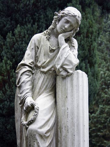 Stone Statue Grieving Woman Stock Image - Image of hallows, gravestone ...