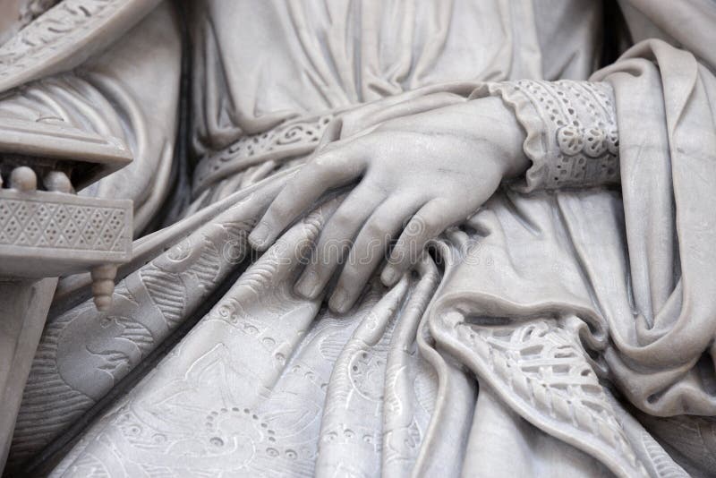 Stone Statue with Hand on Lap. Stock Image - Image of human, hand: 92350913