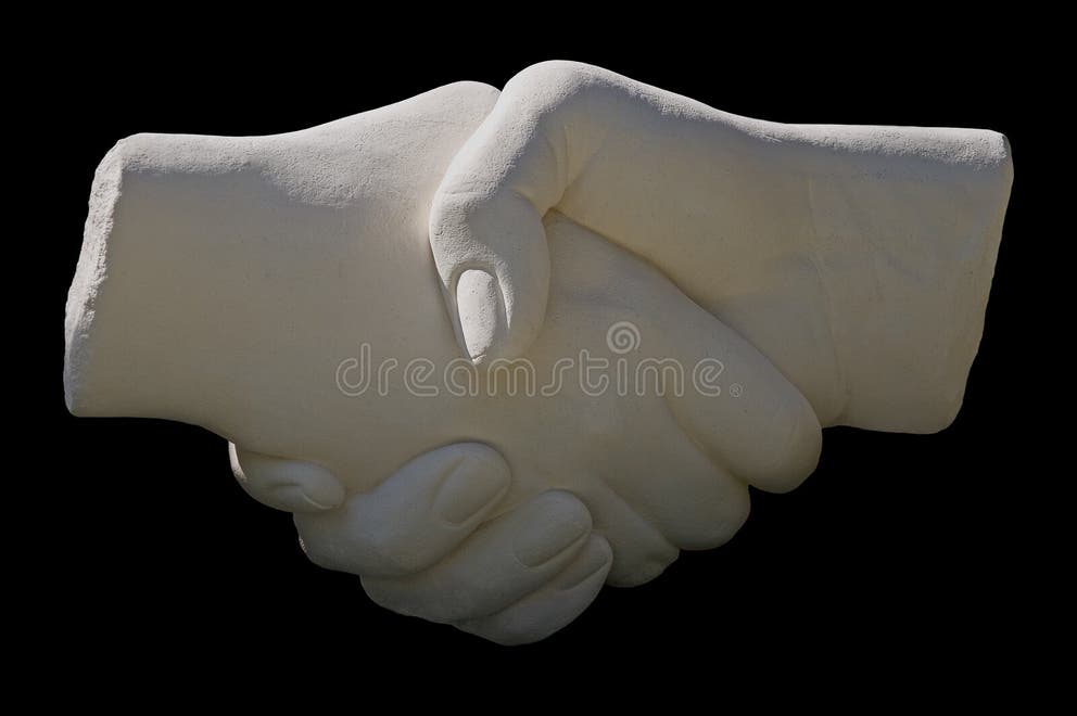 Stone statue handshake stock image. Image of honor, business - 4576473